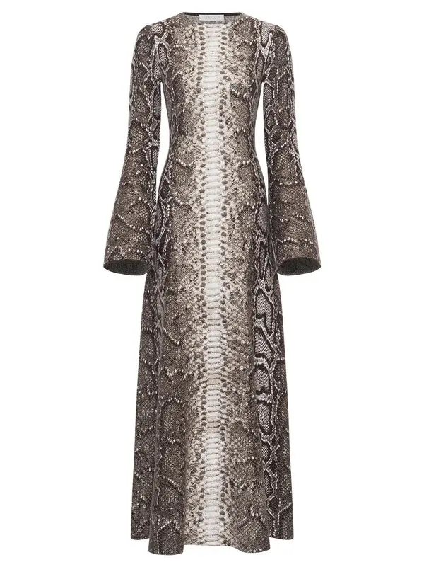 Gabriela Hearst Aalia Snake-printed Maxi Dress - Grey