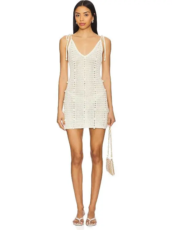 Devon Windsor Katherine Crochet Mini Dress - Off White