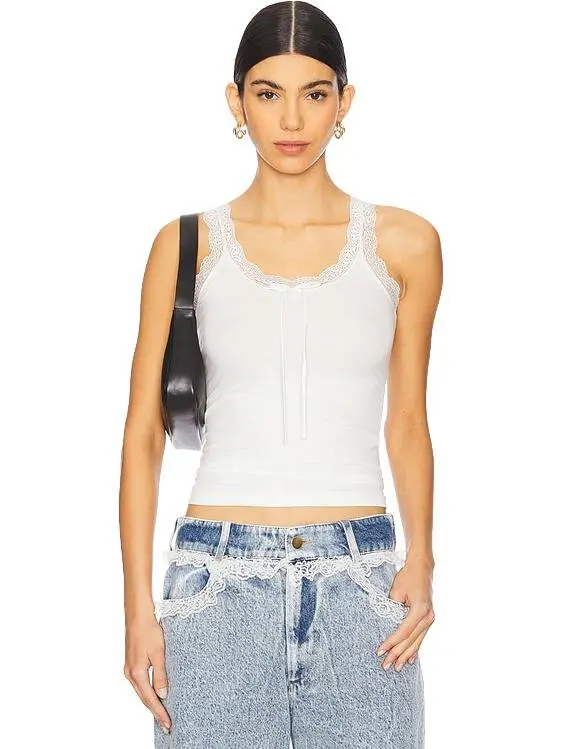 TANNER FLETCHER Flo Lace Trim Tank Top - White