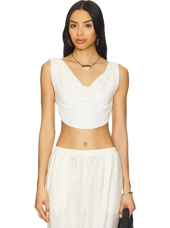 INDAH Maha Solid Cowl Neck Vest Top - Ivory
