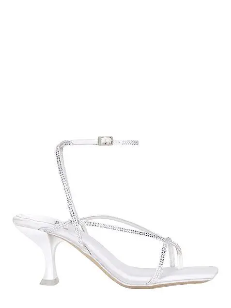 Jeffrey Campbell Fluxx Embellished Heels - White Satin Small Clear