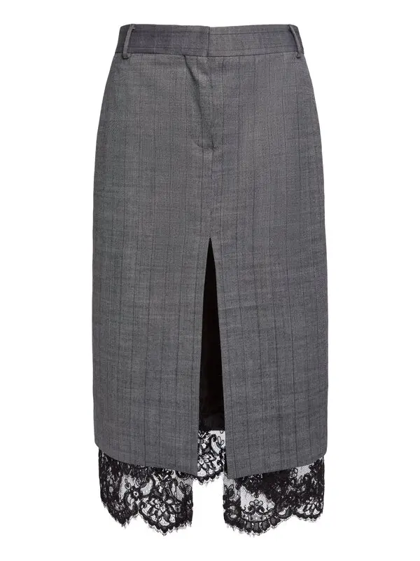 Stella McCartney Low-rise Lace-trimmed Midi Skirt - Grey