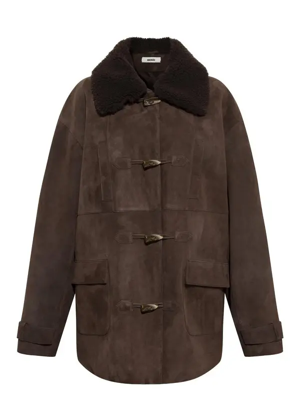 SIEDRES Shearling-trimmed Suede Jacket - Brown