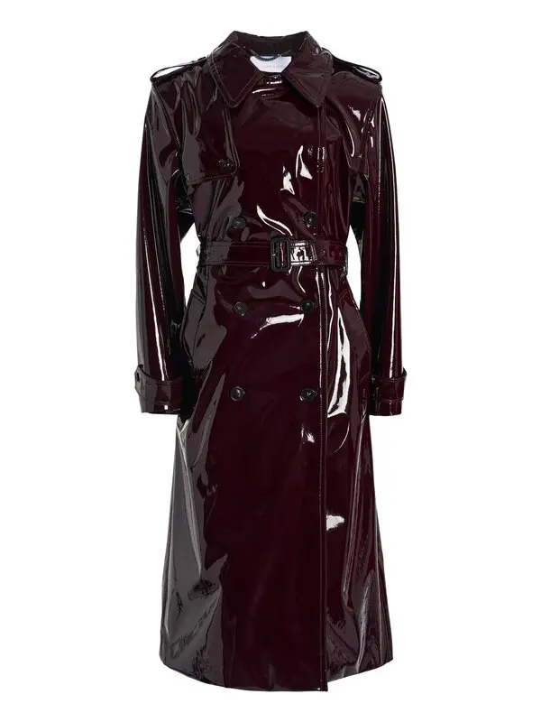 Stella McCartney Patent Vegan Leather Trench Coat - Burgundy