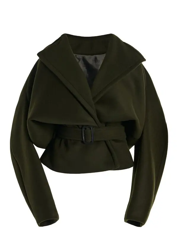 Stella McCartney Brushed Wool Short Coat - Olive