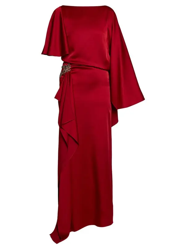 Erdem Embellished Draped Gown - Red