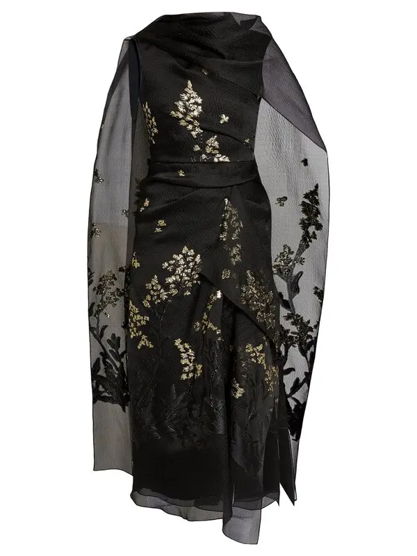 Erdem Embellished Silk-blend Cocktail Dress - Black