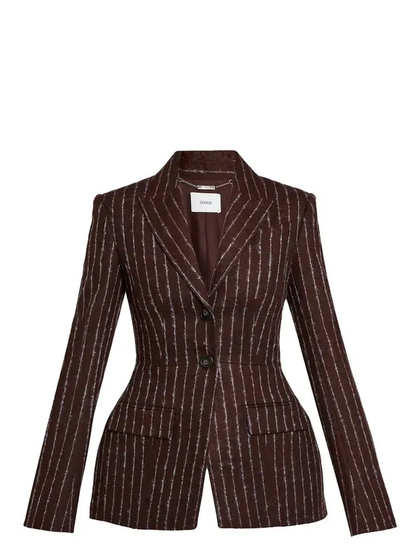 Erdem Striped Wool-blend Blazer - Purple