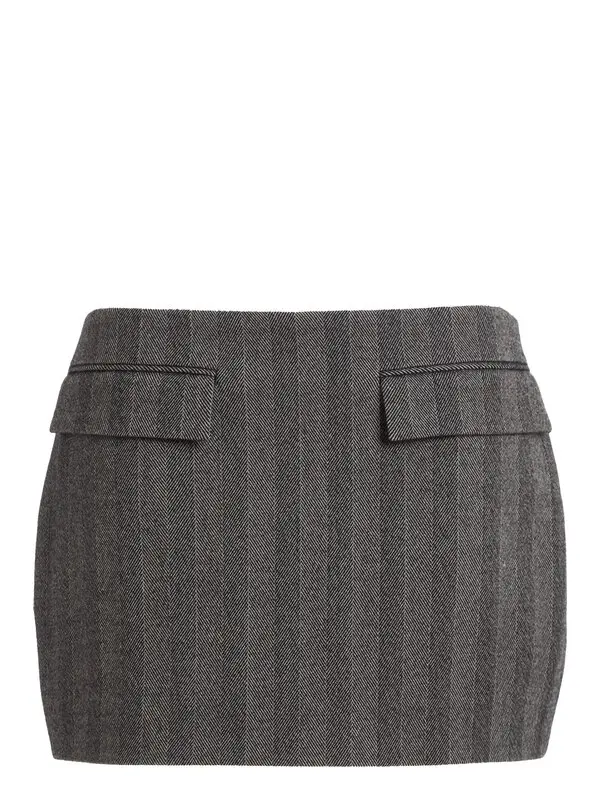 FERRAGAMO Herringbone Stretch-wool Mini Skirt - Stripe
