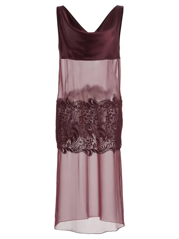 FERRAGAMO Cowl-neck Silk-chiffon Midi Dress - Burgundy