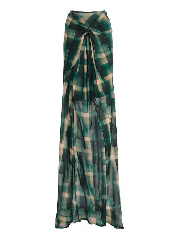 Dries Van Noten Smila Printed Georgette Maxi Skirt - Green