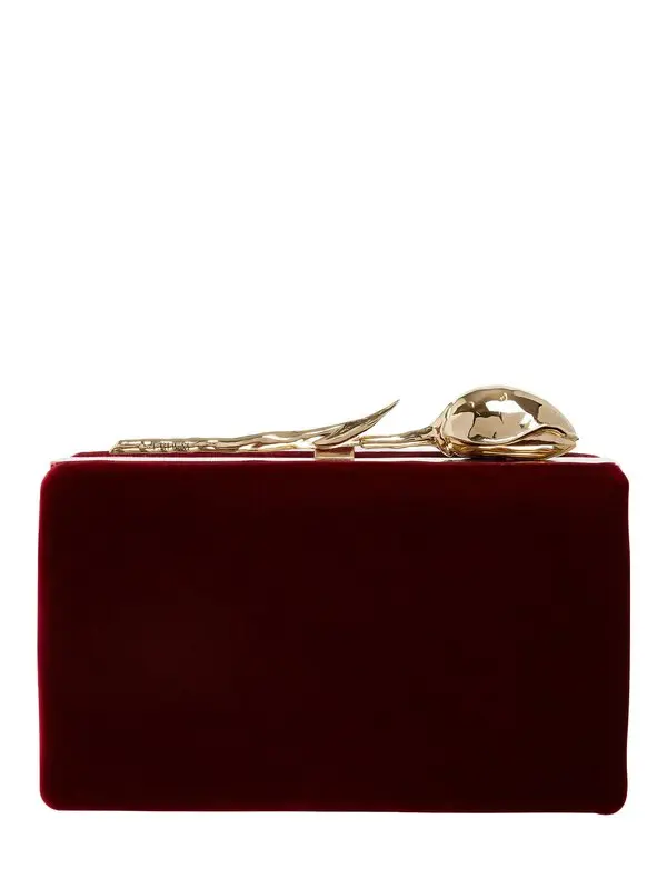 Erdem Bloom Velvet Box Clutch - Burgundy