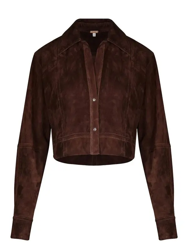 Johanna Ortiz Leather Cropped Shirt - Brown