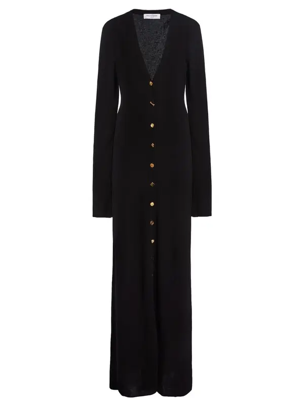 Françoise Cindy Couture Buttoned Maxi Dress - Black