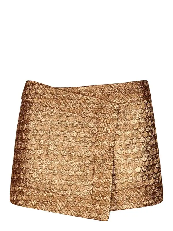 Johanna Ortiz Re-emerged Jacquard Mini Skirt - Gold