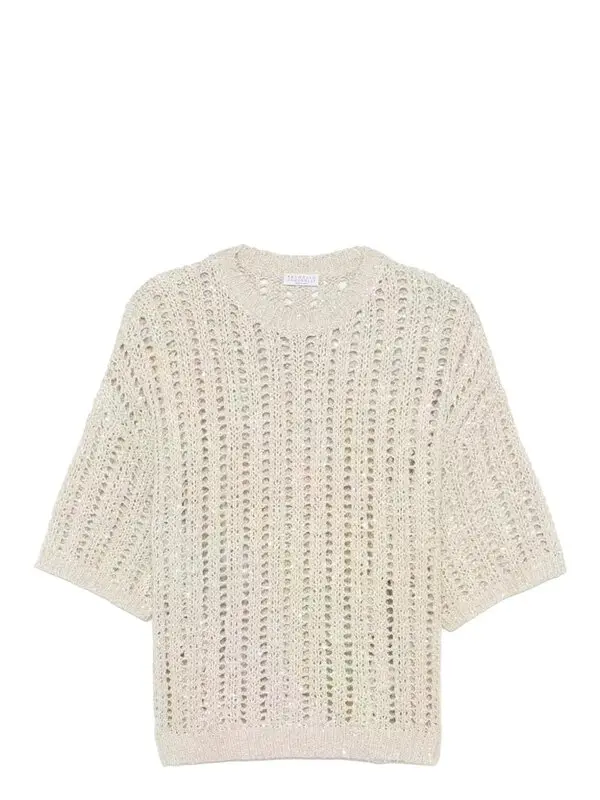 Brunello Cucinelli Sequin-embellished T-shirt - Neutrals