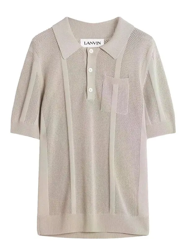 LANVIN Open-knit Polo Shirt - Neutrals