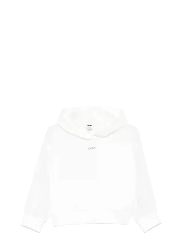 Dkny Logo-appliqué Cropped Hoodie - White