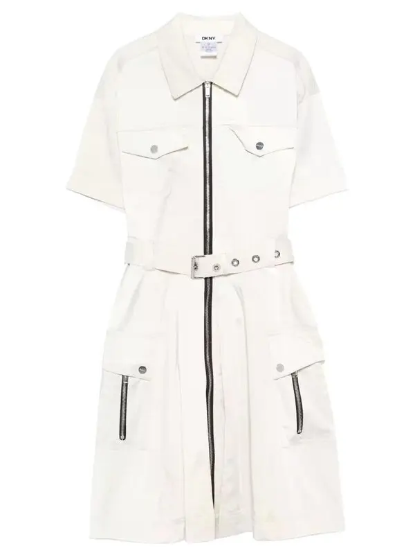 Dkny Zip-up Mini Dress - Neutrals