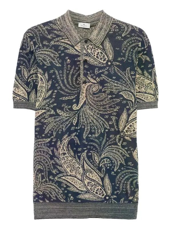 Etro Paisley-jacquard Polo Shirt - Blue