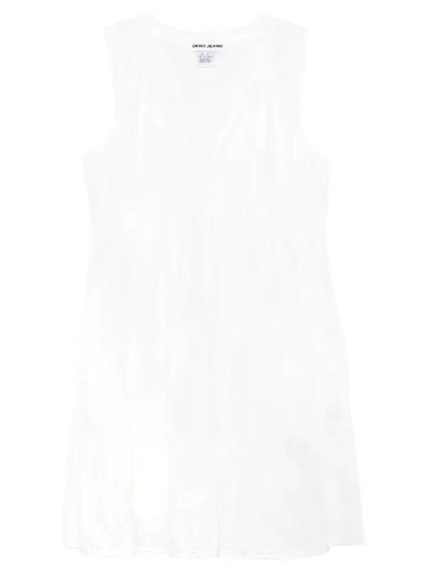 Dkny Eyelet-detail Sleeveless Mini Dress - White