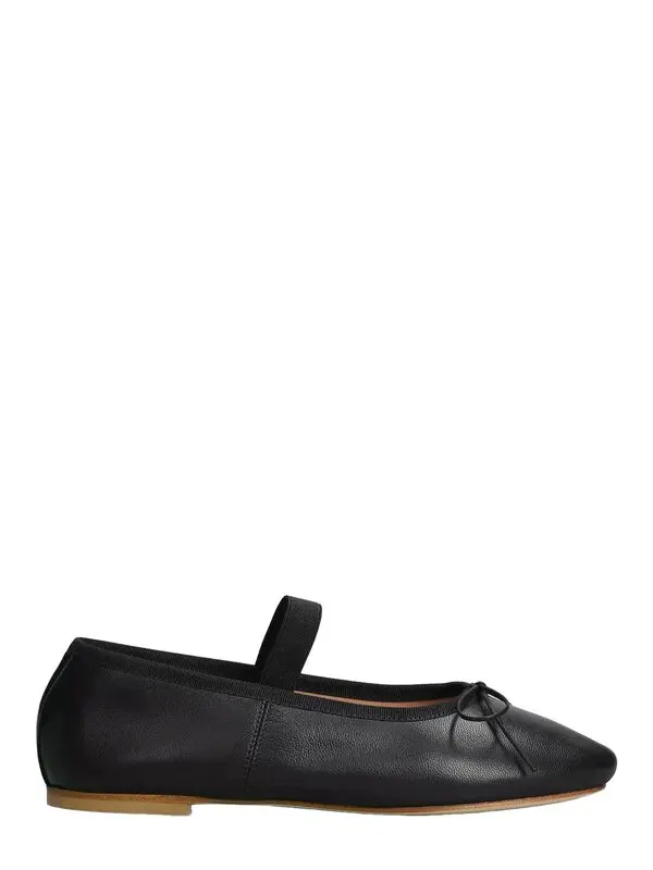 ANNIEL Leather Ballerina Flats - Black