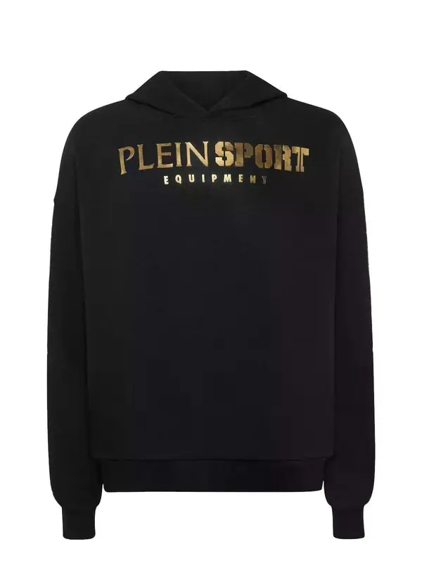 PLEIN SPORT Laminated-logo Hoodie - Black