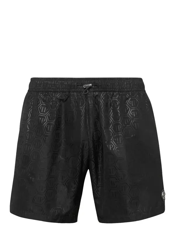 Philipp Plein Logo-embossed Swim Shorts - Black