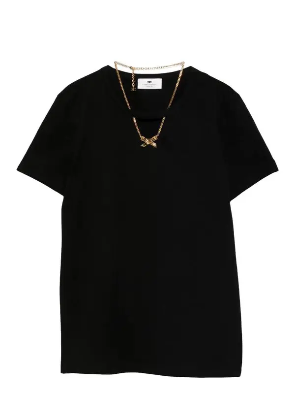 Elisabetta Franchi Necklace-detail T-shirt - Black