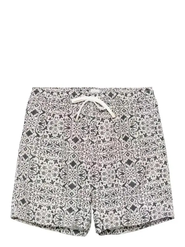 Eleventy Floral-print Swim Shorts - Black