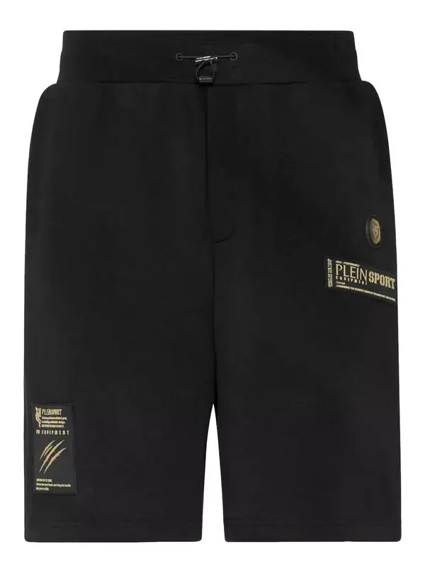 PLEIN SPORT Logo-appliqué Shorts - Black