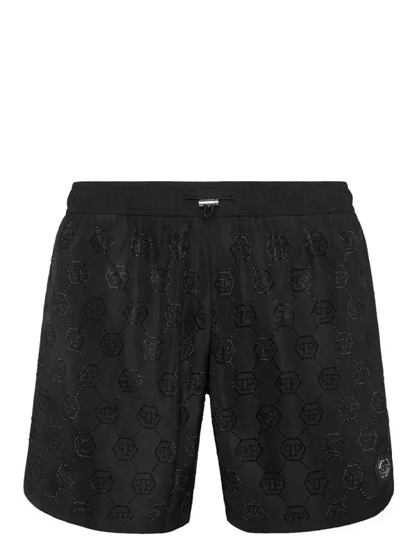Philipp Plein Logo-embossed Swim Shorts - Black
