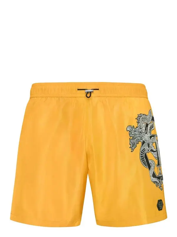 Philipp Plein Graphic-print Swim Shorts - Yellow