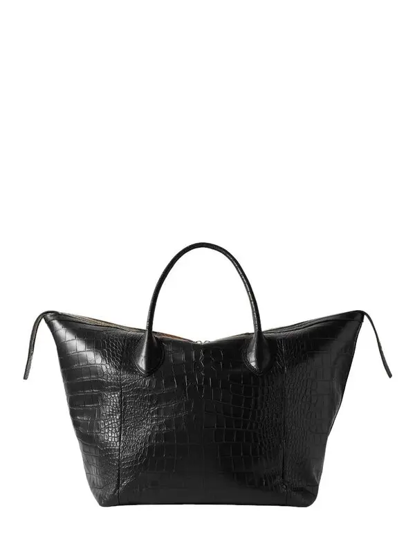 Khaite Kasia Medium Croc-effect Leather Tote - Black