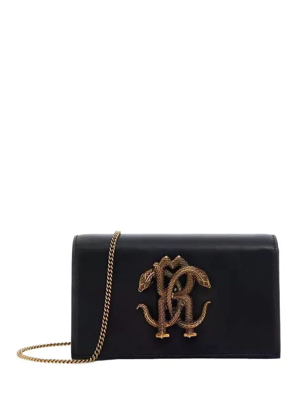 Roberto Cavalli Metallic-logo Shoulder Bag - Black
