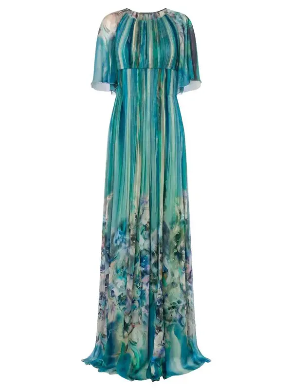 Alberta Ferretti Abstract-print Maxi Dress - Blue