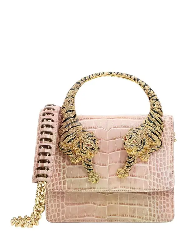 Roberto Cavalli Crocodile-effect Tiger-detail Handbag - Pink