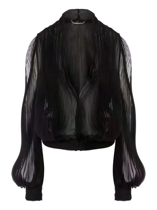 Alberta Ferretti Silk Plissé Blouse - Black
