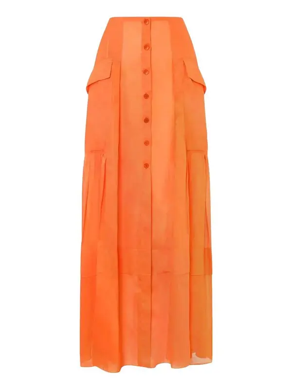 Alberta Ferretti Cotton Maxi Skirt - Orange