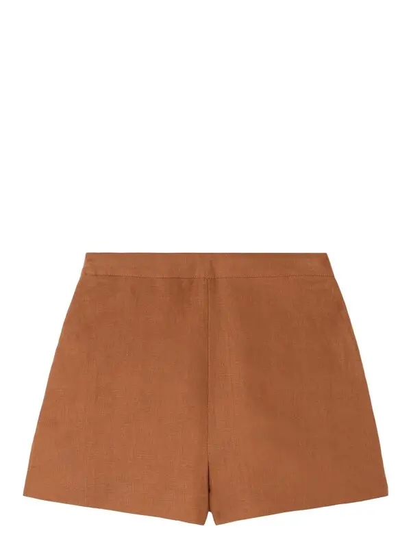Posse Perri Pleated Linen Shorts - Brown