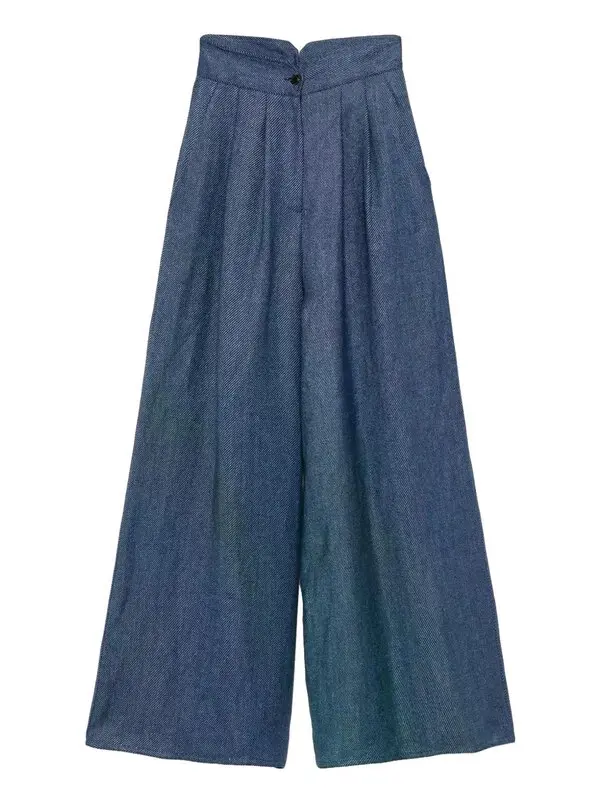Dusan Linen Wide Leg Trousers - Blue