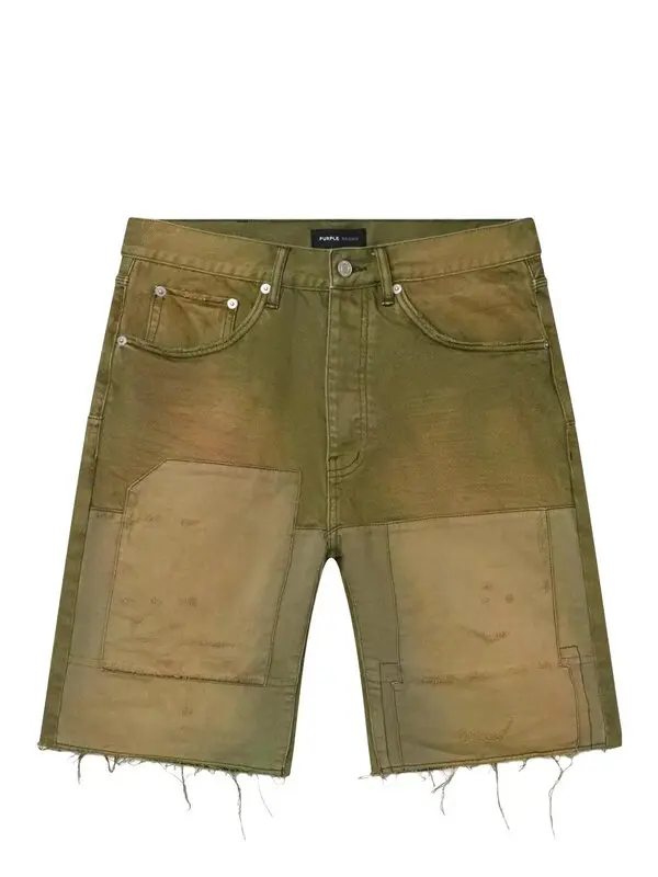 PURPLE BRAND P059 Patchwork Overdye Shorts - Green