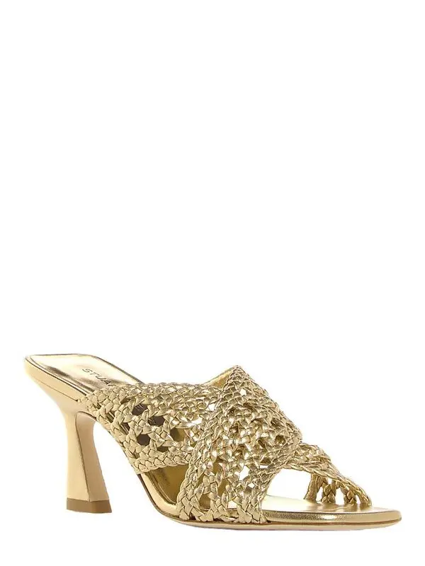 STUART WEITZMAN Thea Woven Slide Sandals - Golden