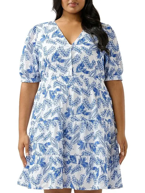 ESTELLE La Croisette Embroidered Dress - Blue/ Milk