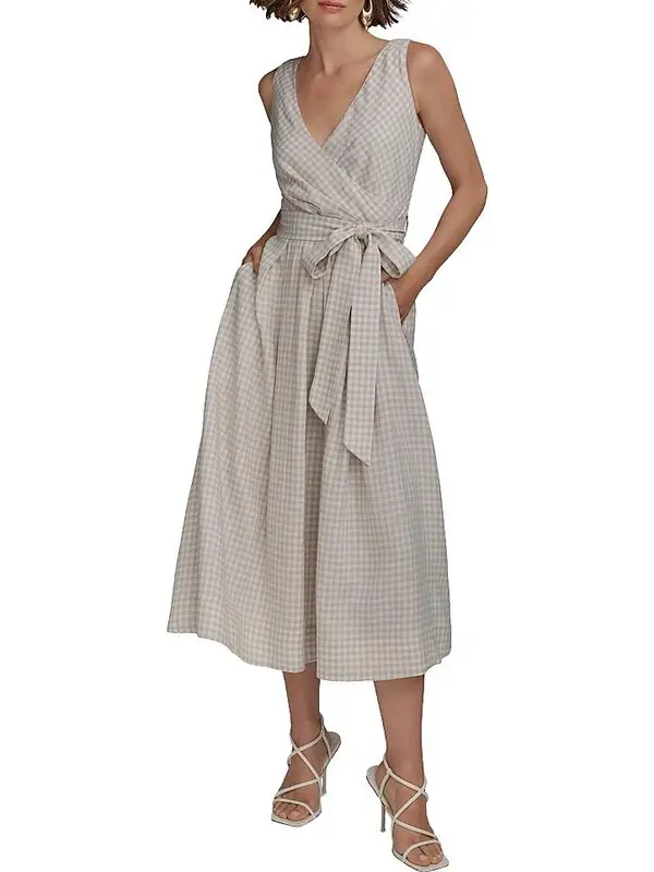 Donna Karan New York Faux Wrap Dress - Tuscan Grey/cream