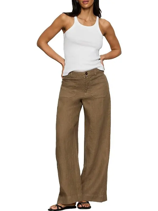 Sanctuary The Linen Marine Wide Leg Pants - Timber