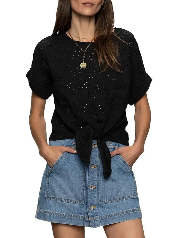 Sanctuary All Day Eyelet Tee - Black