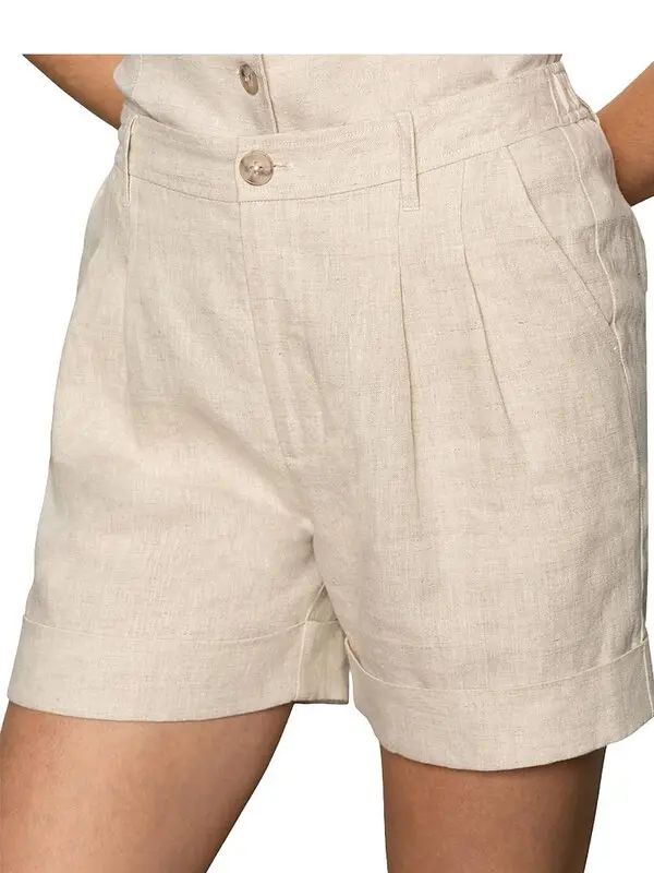 Sanctuary Caravan Linen Cuffed Shorts - Flax