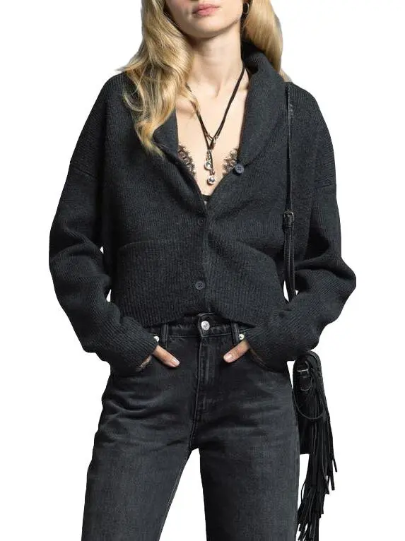 WEEKEND LOS ANGELES Candice Shawl Collar Cardigan - Ebony
