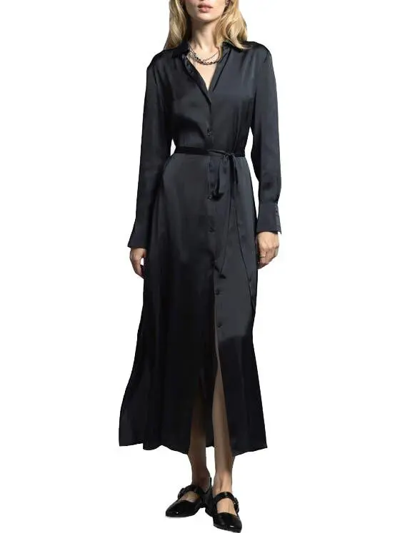 WEEKEND LOS ANGELES Yves Long Sleeve Shirtdress - Black
